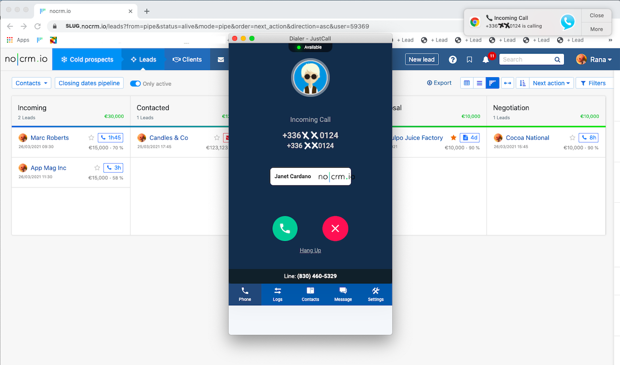 How to use JustCall noCRM Integration · noCRM.io